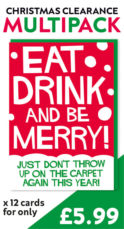 Eat Drink and be Merry Christmas Clearance Pack x 12 Cards – Dean ...